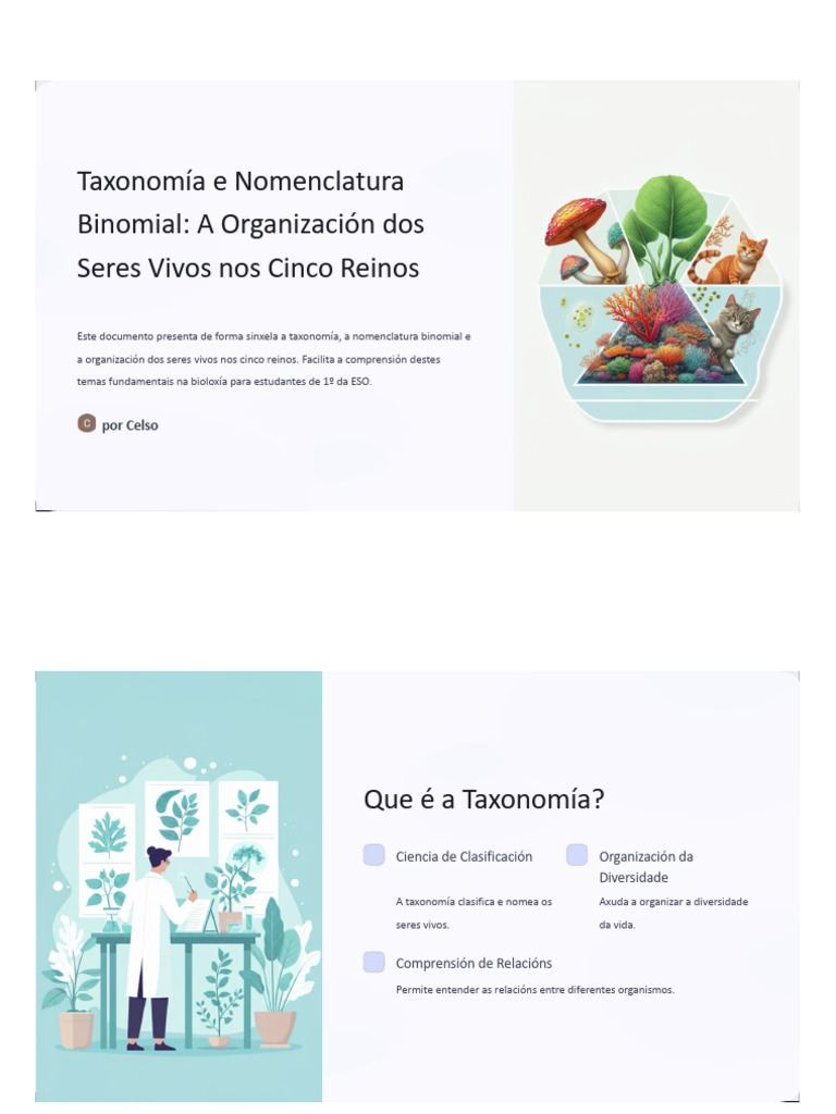 Taxonomia e Nomenclatura Binomial A Organizacion Dos Seres Vivos Nos Cinco Reinos (4) (Solo ...