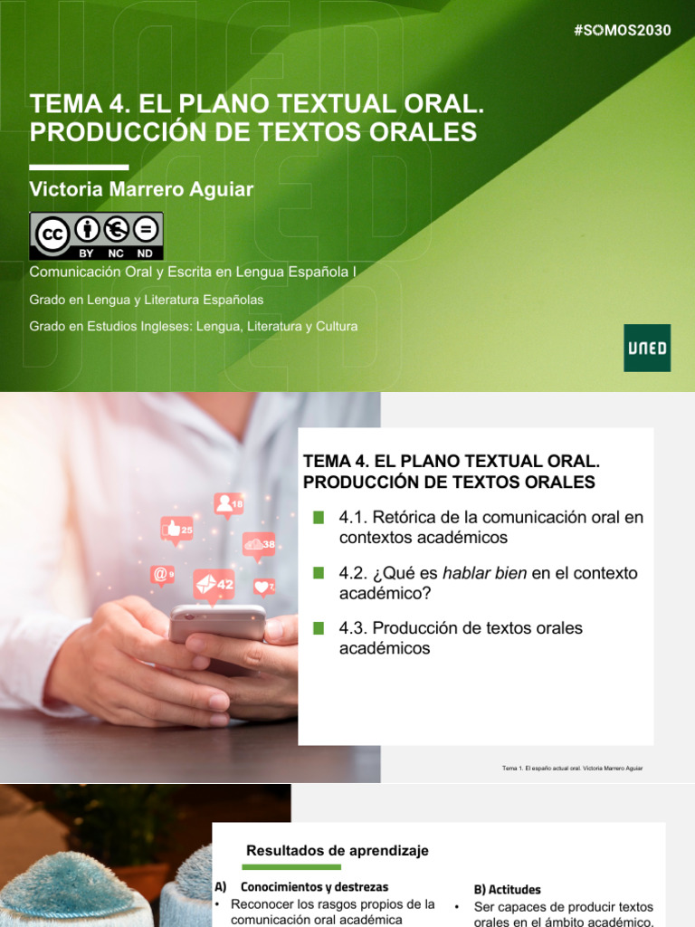 Tema 4. Poducción de textos orales. | PDF | Comunicación | Retórica