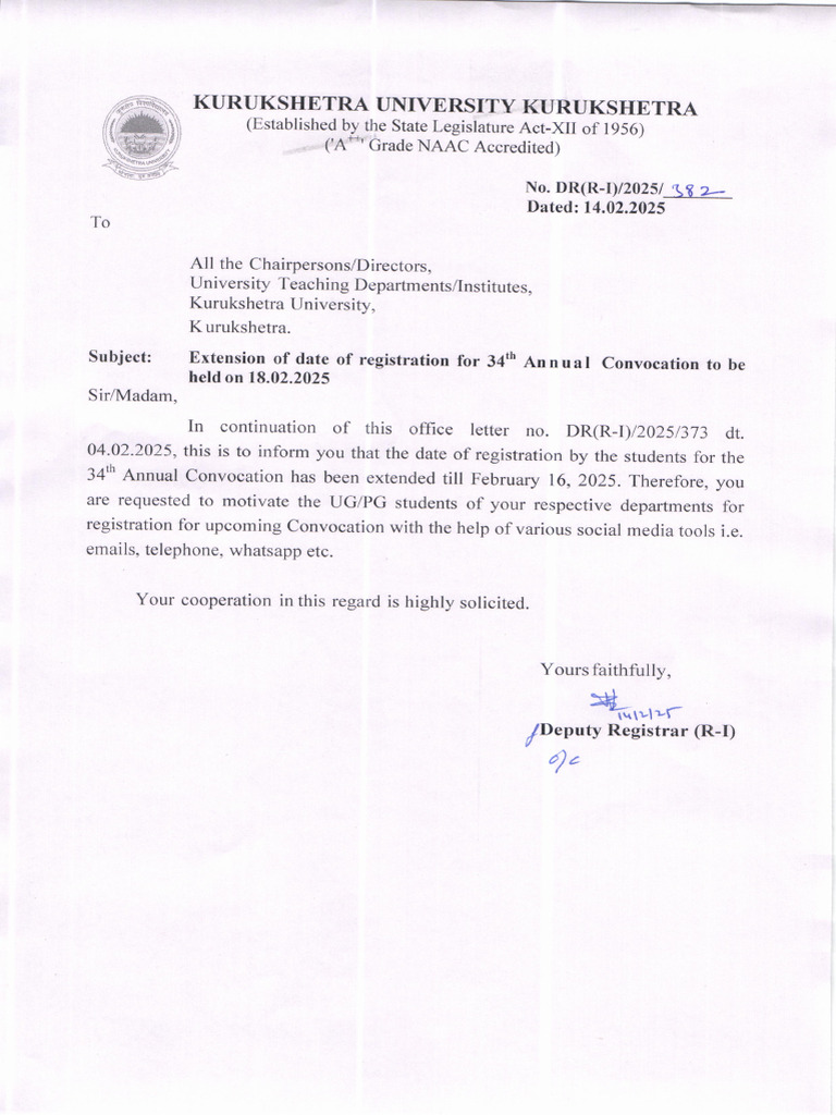 Convocation Extension of Date of Registration. | PDF