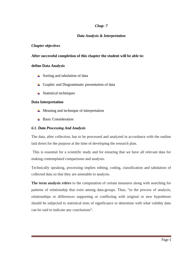 Chap 7 Data Analysis And Interpretation Pdf Statistics Mean