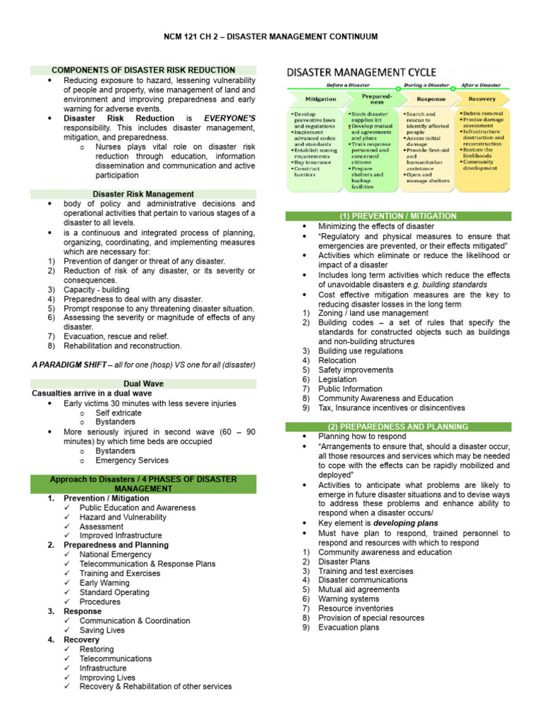 NCM 121 CH 2 Disaster Management Continuum | PDF | Disaster Risk ...