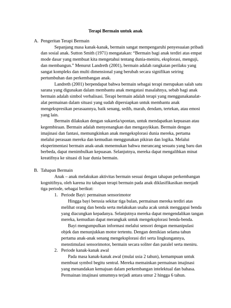 Terapi Bermain Untuk Anak | PDF