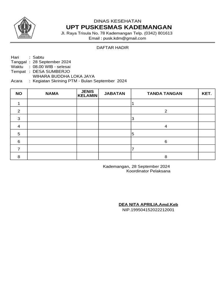 Transport Kader PTM Sumberjo Sept 2024 | PDF