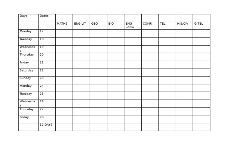 Cherry 8th Class Final Exams Timetable | PDF