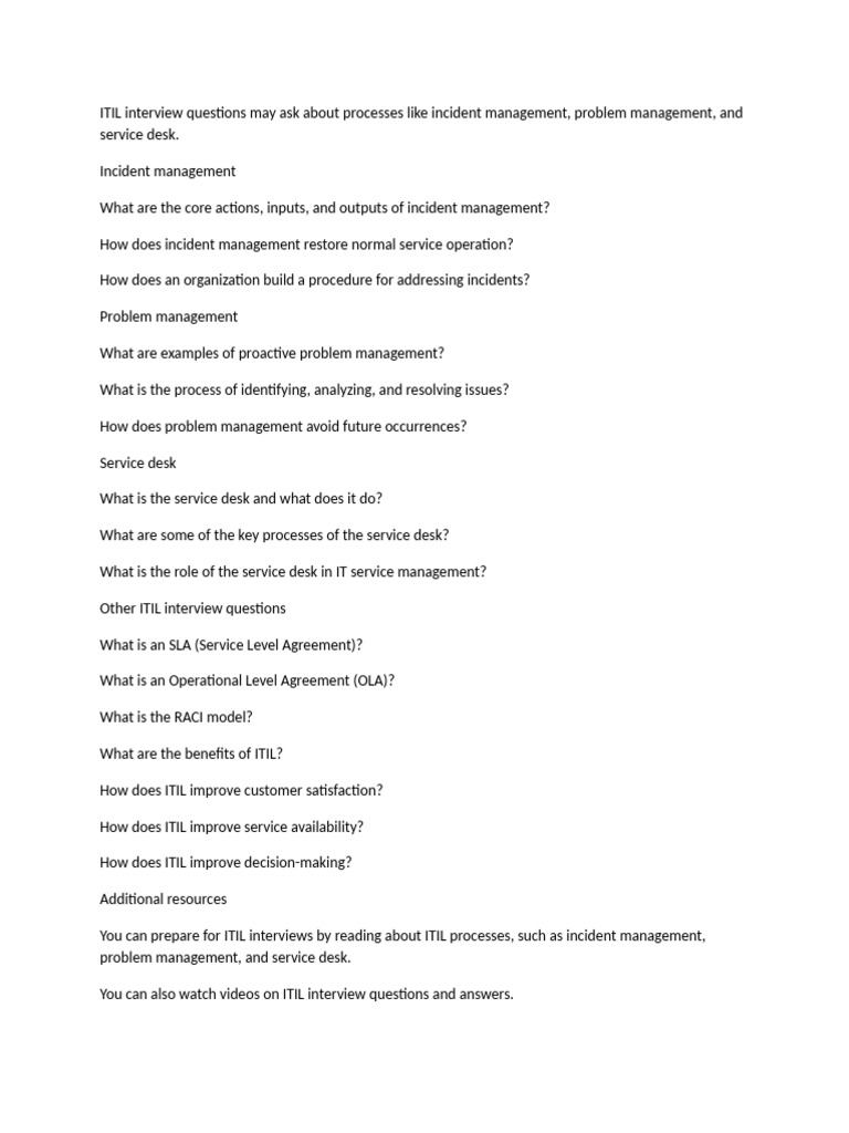 ITIL Interview | PDF