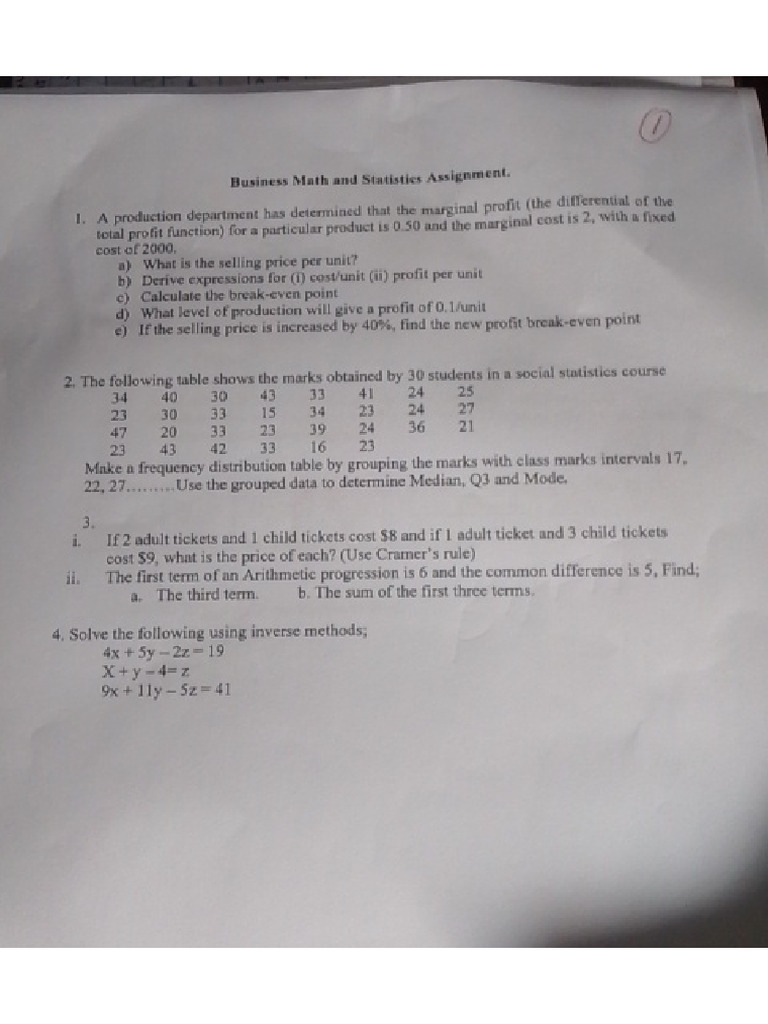 Mathematics Questions 1234 | PDF