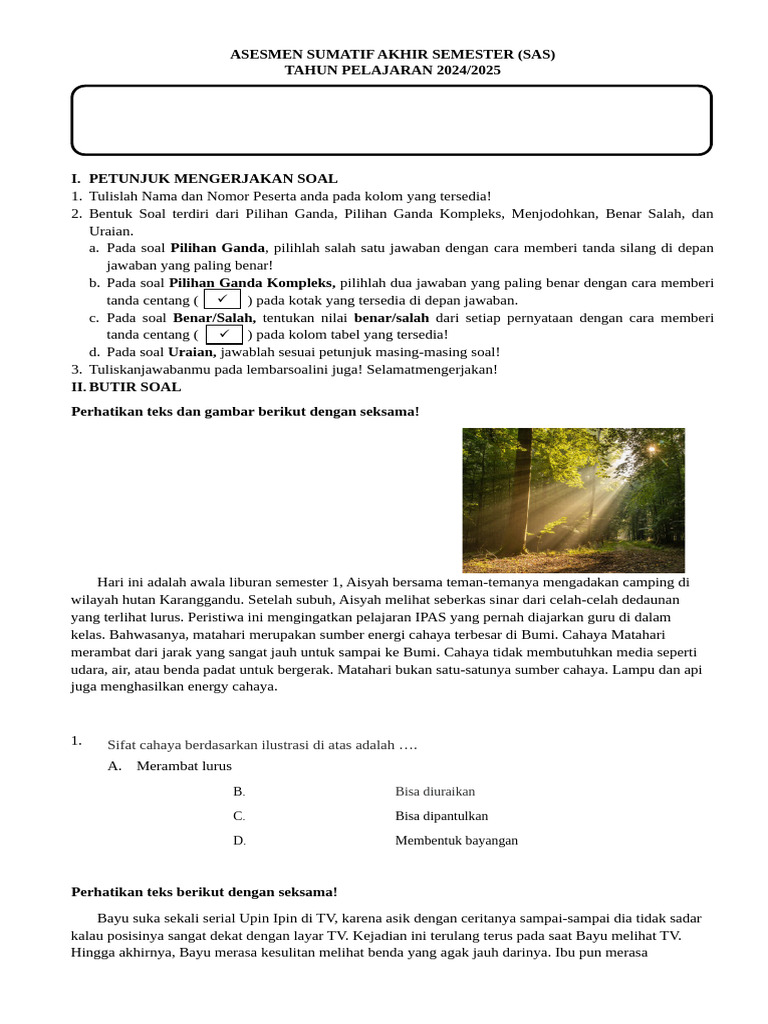 SOAL SAS IPAS 24 REVISI | PDF