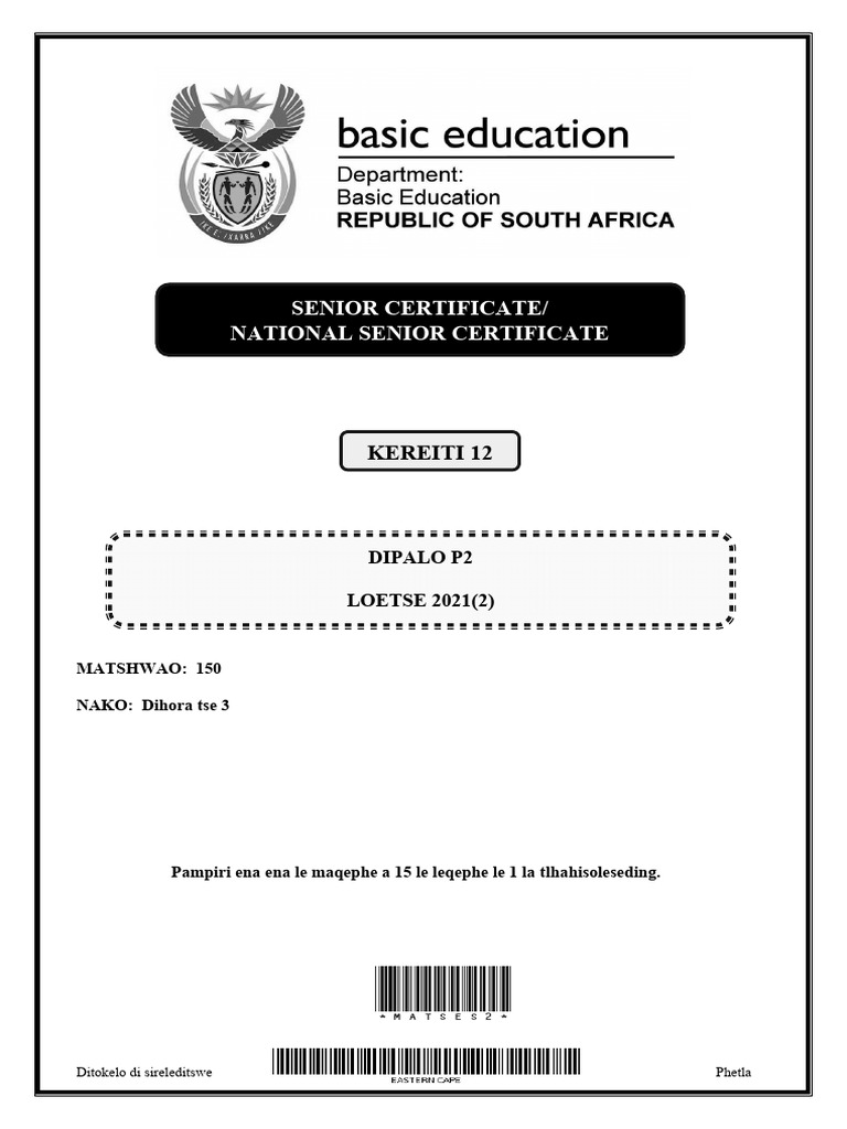 Mathematics p2 Sept2021 Qp Sesotho Only d | PDF | Languages Of Africa