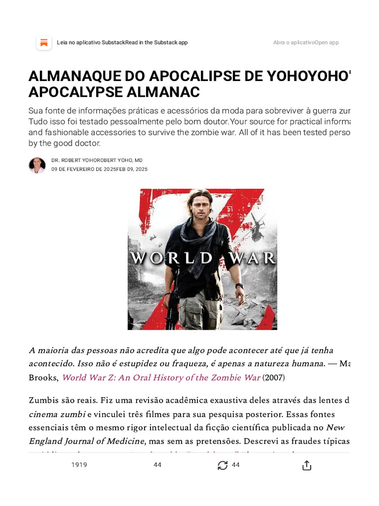 ALMANAQUE DO APOCALIPSE DE YOHO - Por Robert Yoho, MD | PDF | Câncer ...