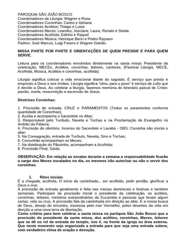 PARTES DA MISSA (2) .Docx03072024 | PDF | Eucaristia | Oração