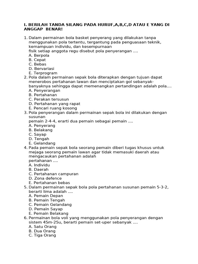 SOAL UAS PENJAS | PDF
