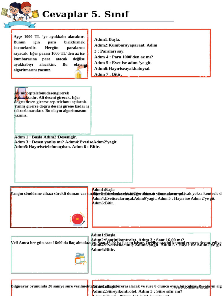 5nci Sınıflar Cevaplar | PDF