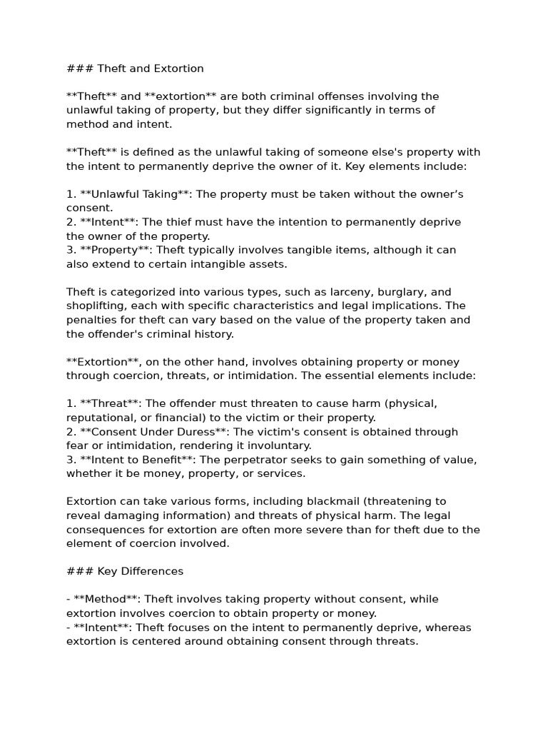 3 Theft and Extortion | PDF