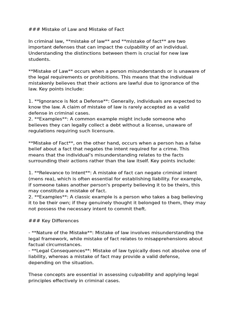4 Mistake of Law and Mistake of Fact | PDF