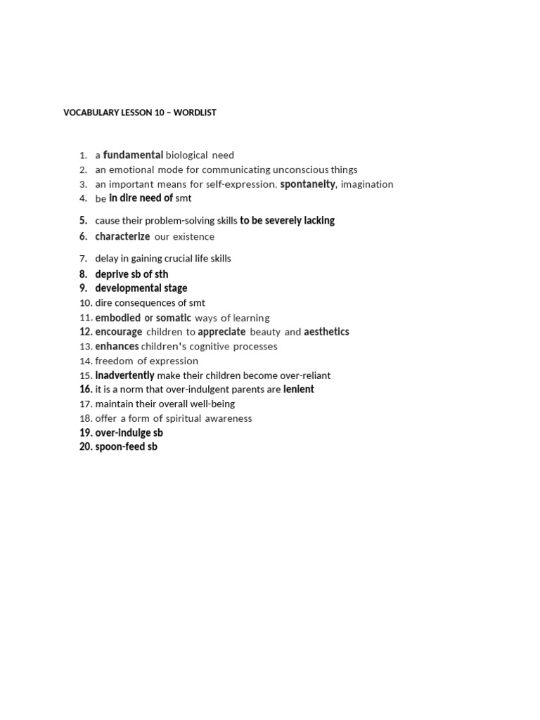 Vocabulary for Child Development | PDF