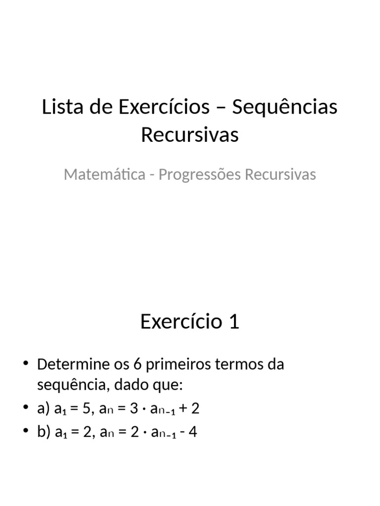 Lista Exercicios Sequencias | PDF