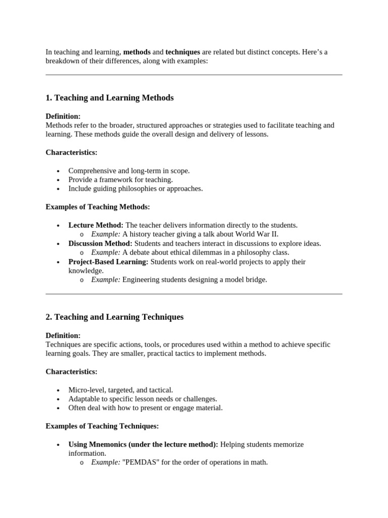 Topic4-Method and Techniques in Teaching and Learning | PDF | Learning ...