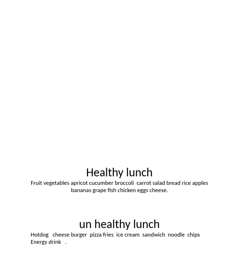 Healthy vs. Unhealthy Lunch Options | PDF