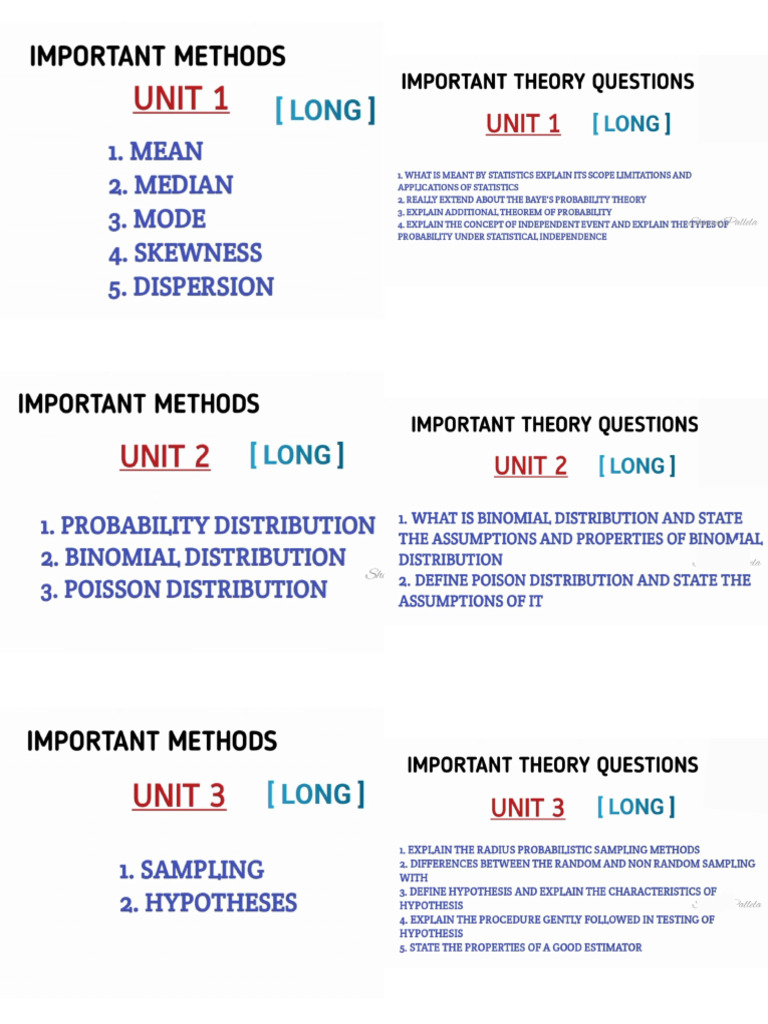 SFM (Stats) MBA Important Questions 1st Sem | PDF