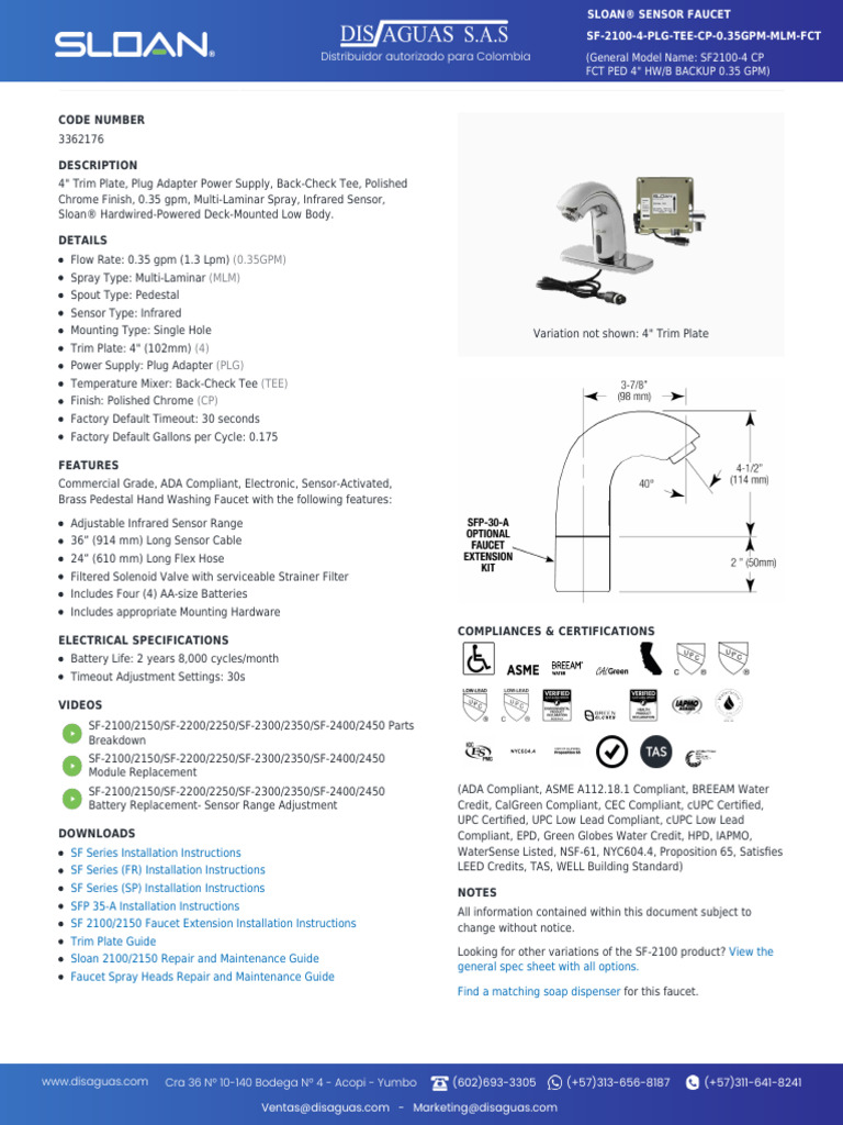 4.8.12 - Modelo 3362176-SF-2100-4-PLG-TEE-CP-0.35GPM-MLM-FCT | PDF | Equipment | Manufactured Goods