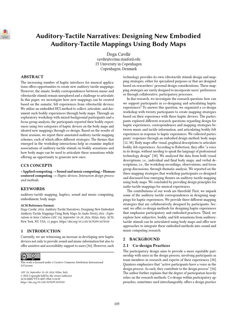 (HTML) From Acm - Org Auditory-Tactile Narratives: Designing New ...
