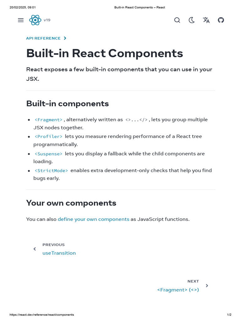 Built In React Components React Pdf