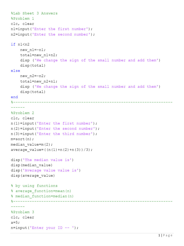 Lab Sheet 3 Answers | PDF