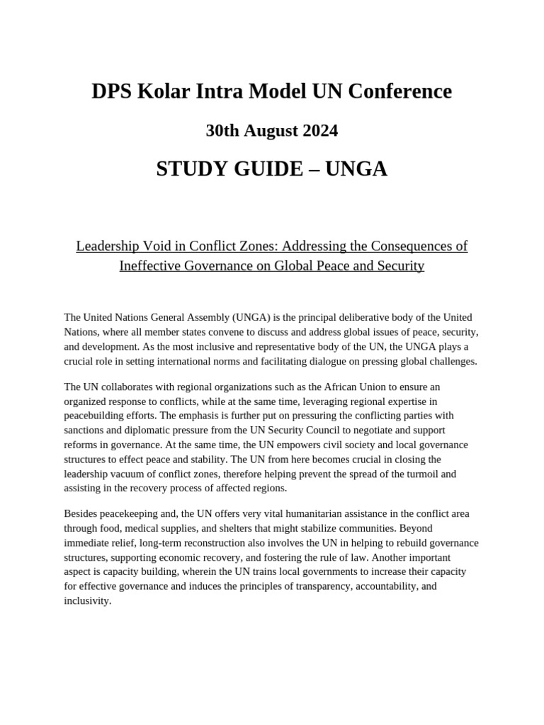 Intra MUN - UNGA Study Guide | PDF | United Nations | International Relations