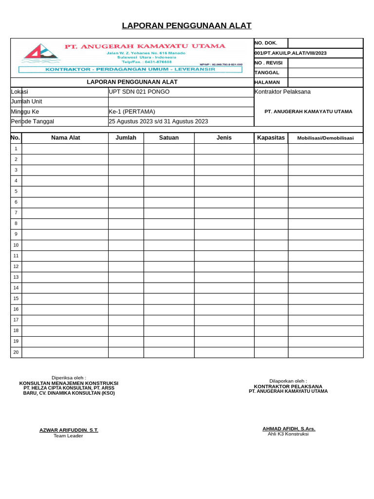 Format Laporan k3 | PDF