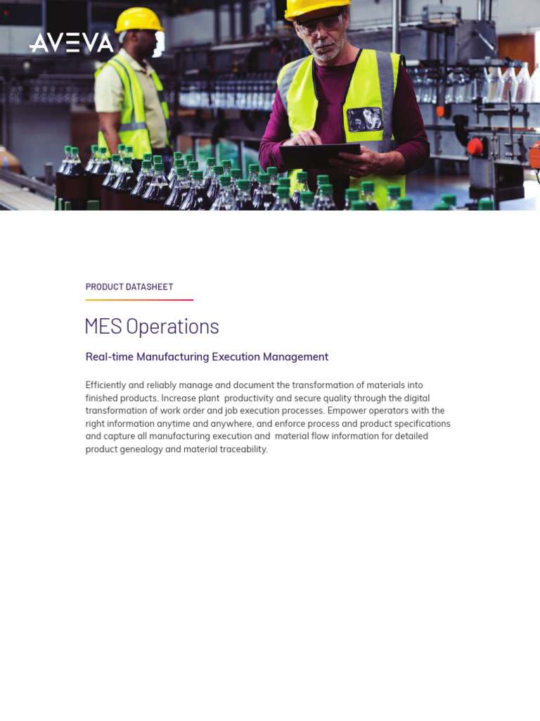 AVEVA MES Operations Datasheet | PDF | Microsoft Sql Server | Automation