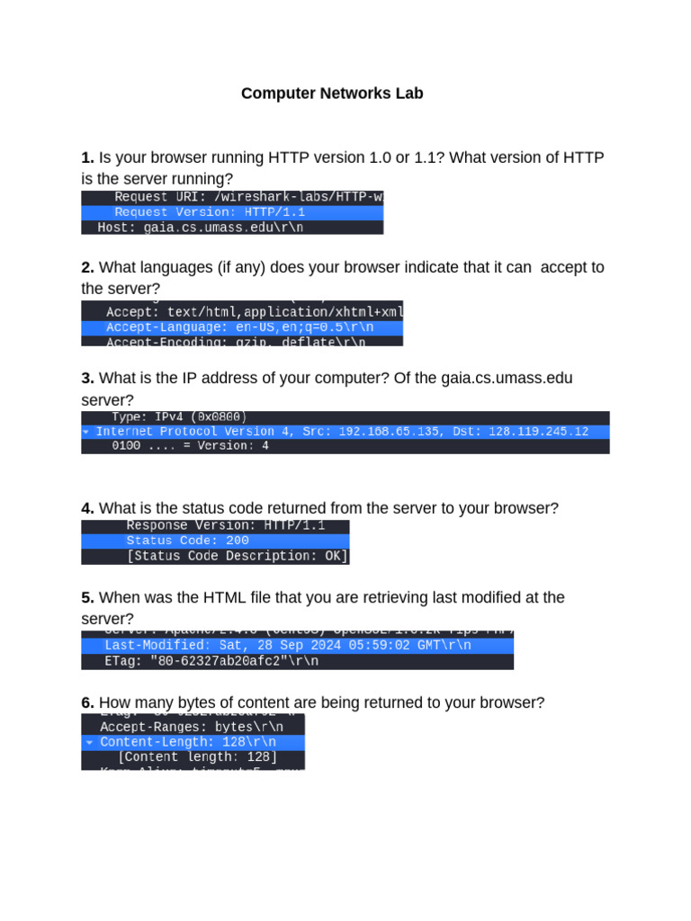 Computer Networks Lab: HTTP Analysis | PDF