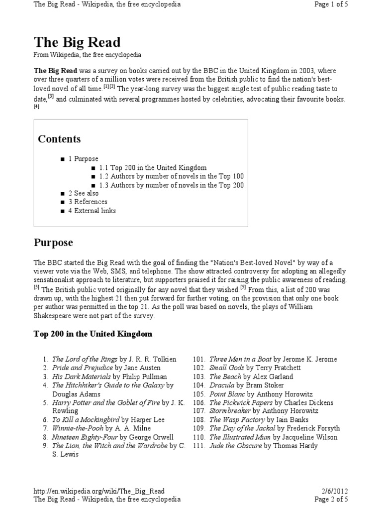 The Big Read | PDF | British Literature | English Language Literature