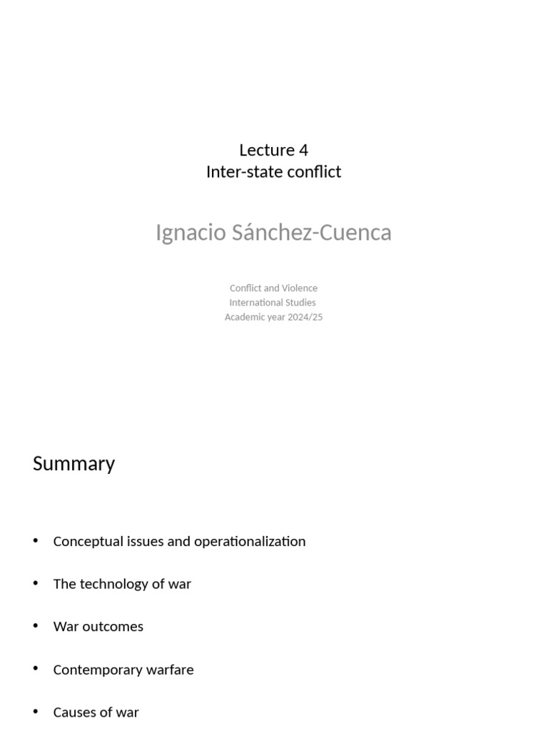 Inter-State Conflict: Causes and Consequences | PDF | Military ...