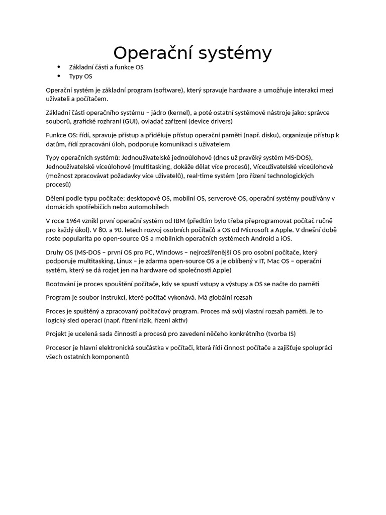 Vse Co Je Dulezite Vedet Ke Zkousce Z Informatiky | PDF