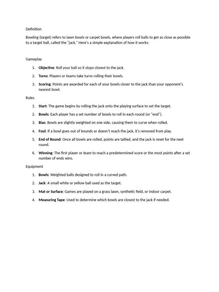 Carpet Bowling Rules Explained | PDF