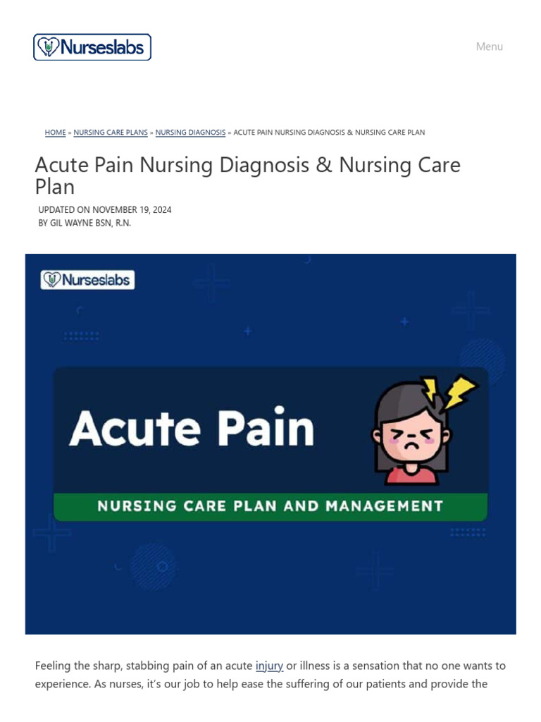 Acute Pain Nursing Diagnosis - Nursing Care Plan - Nurseslabs | PDF ...