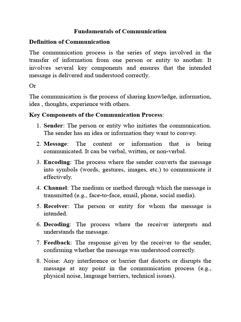 Fundamentals of Communication | PDF | Communication | Nonverbal ...