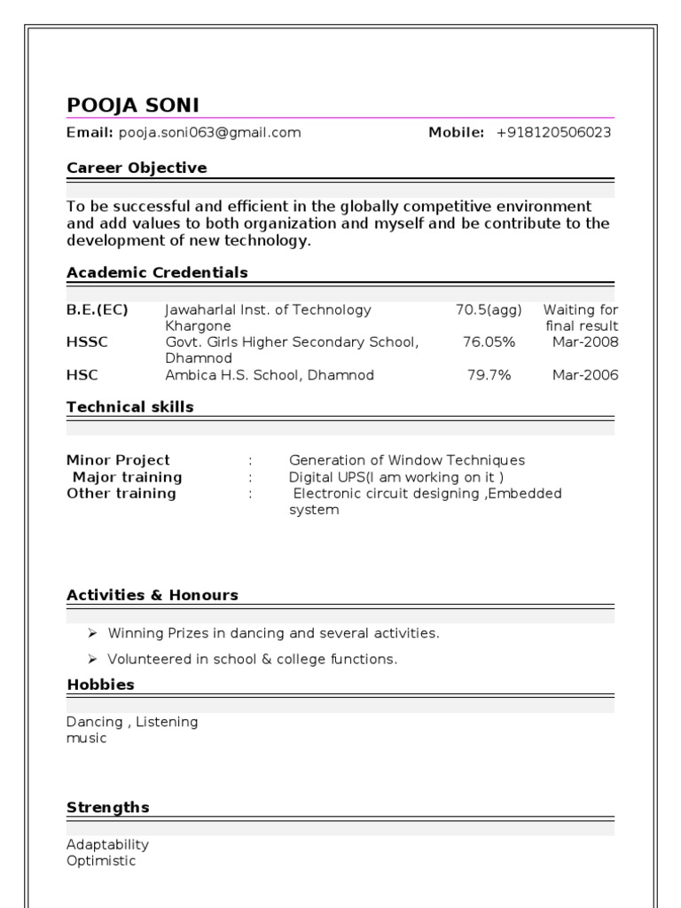 Resume of Pooja | PDF