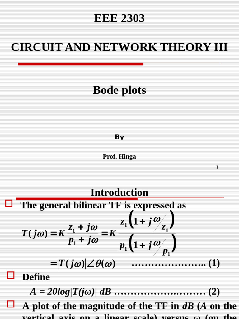 Lecture 7 - Bode Plots | PDF | Logarithm | Decibel