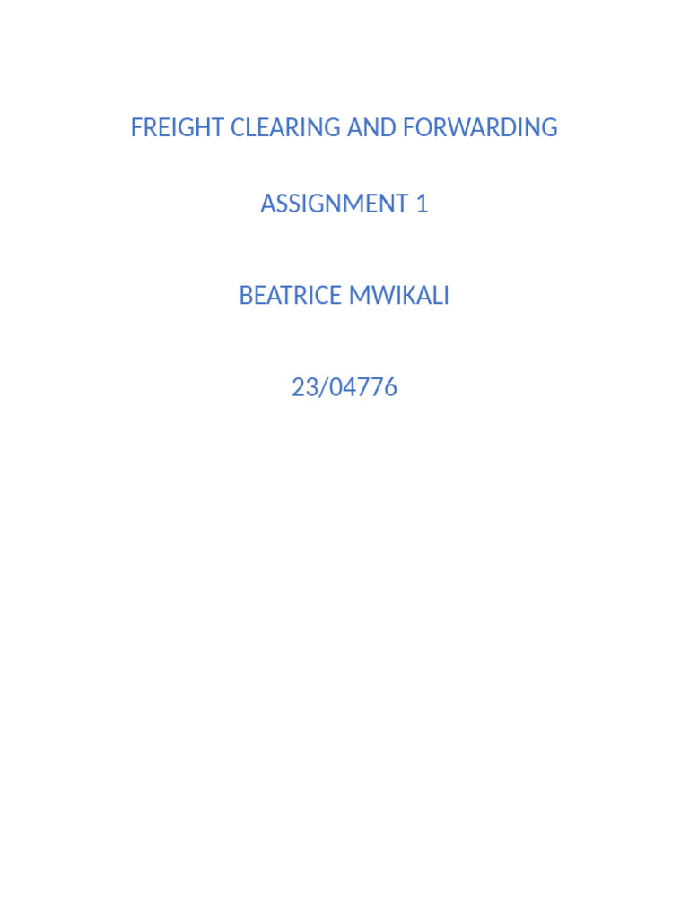 FREIGHT CLEARING AND FORWARDING (1) | PDF
