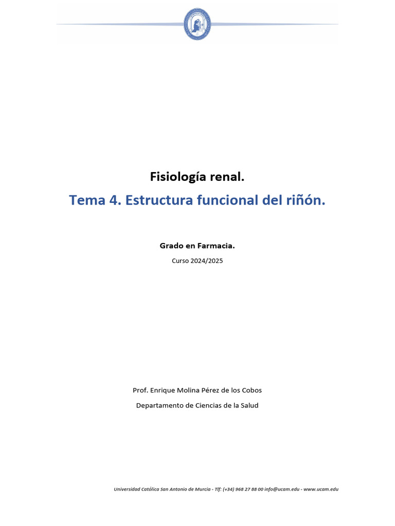 Tema+4.+Estructura+Funcional+Del+Ri%C3%B1%C3%B3n | PDF | Riñón ...