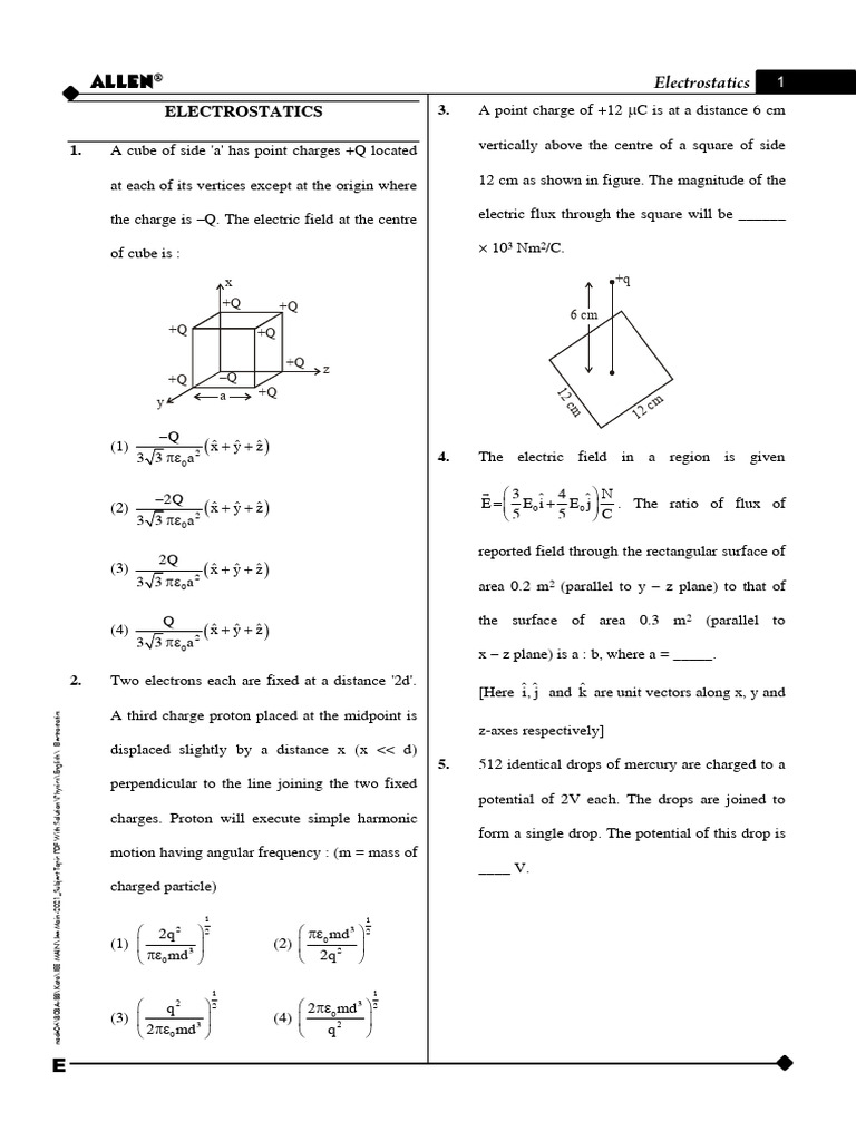 Electrostatics Concepts and Problems | PDF | Electric Field | Flux