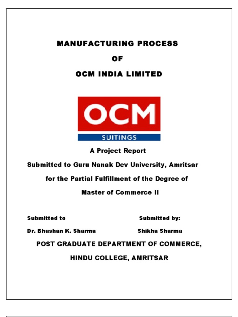OCM India Limited: Manufacturing Overview | PDF | Weaving | Textile ...