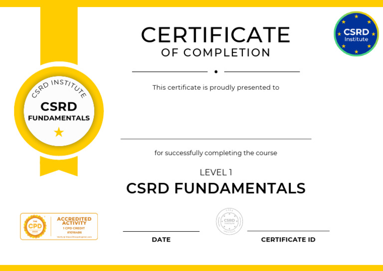 CSRD Fundamentals Level 1 Certificate | PDF