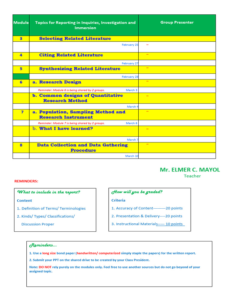 Topics For Reporting in STEM C | PDF | Methodology