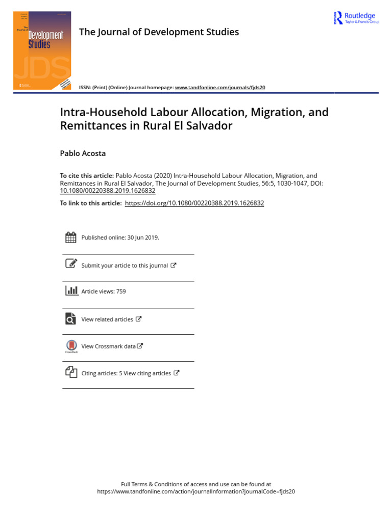 Intra-Household Labour Allocation Migration and Remittances in Rural El ...