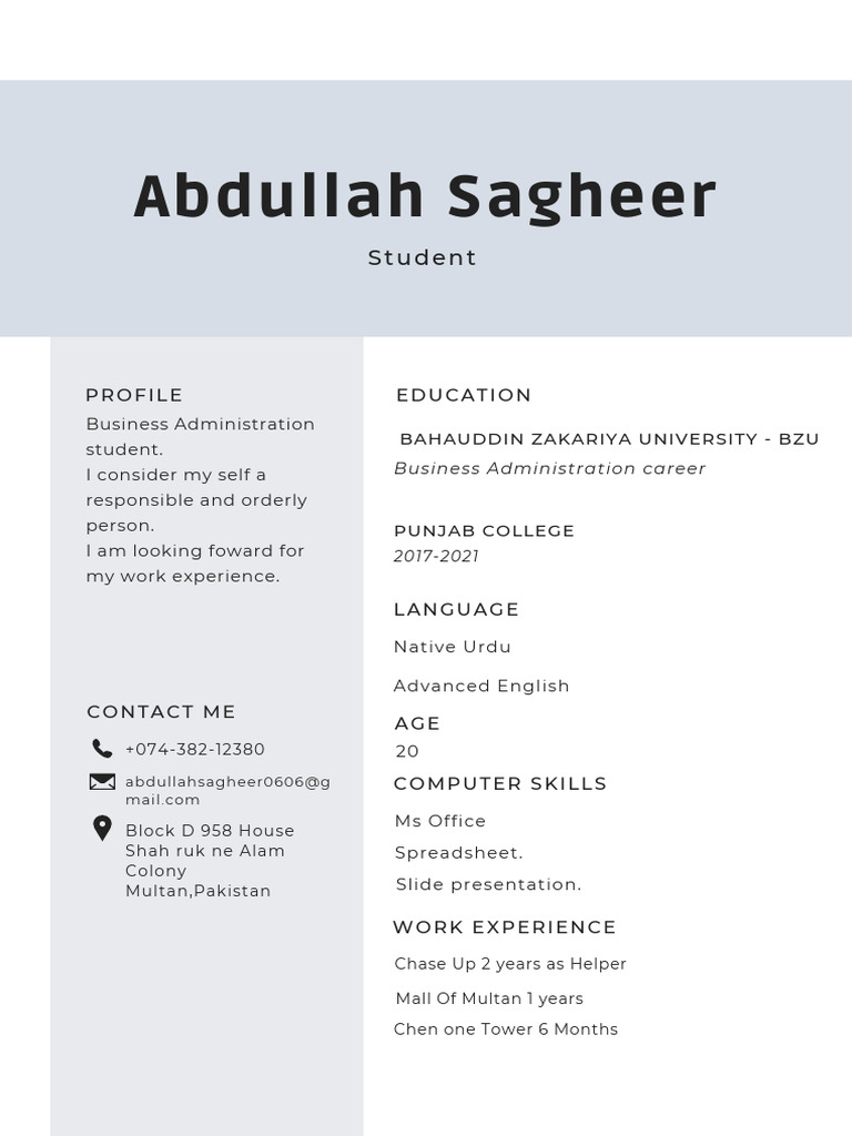 White Simple Student CV Resume | PDF