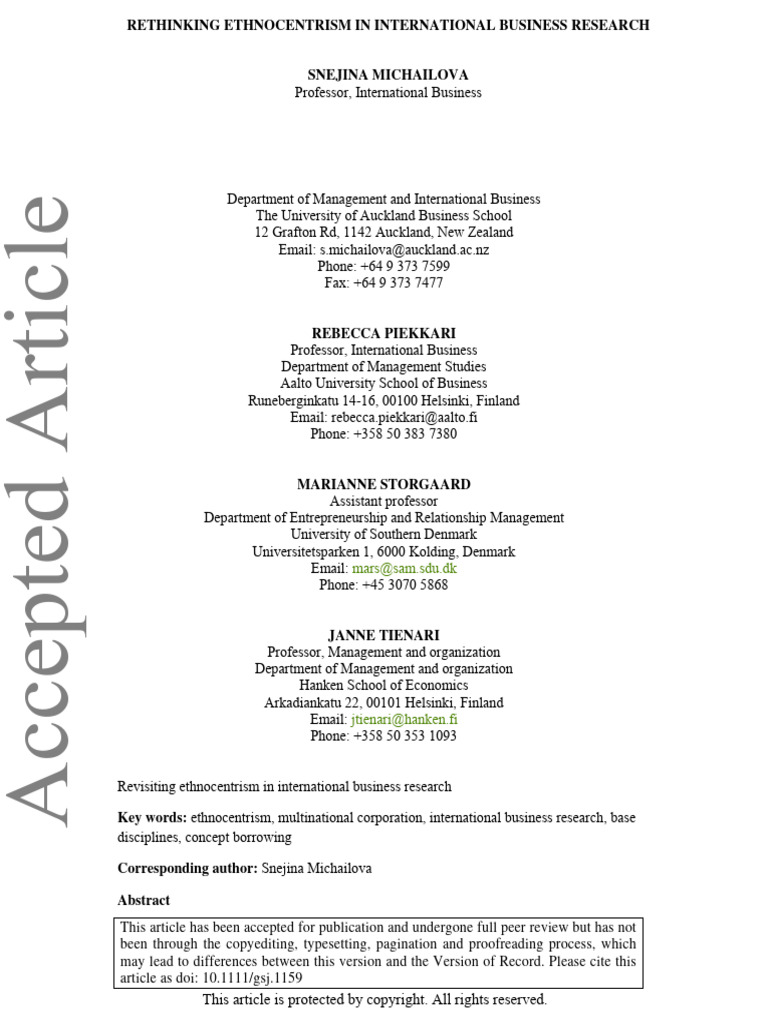 Rethinking Ethnocentrism in Internationa | PDF | Anthropology | Sociology