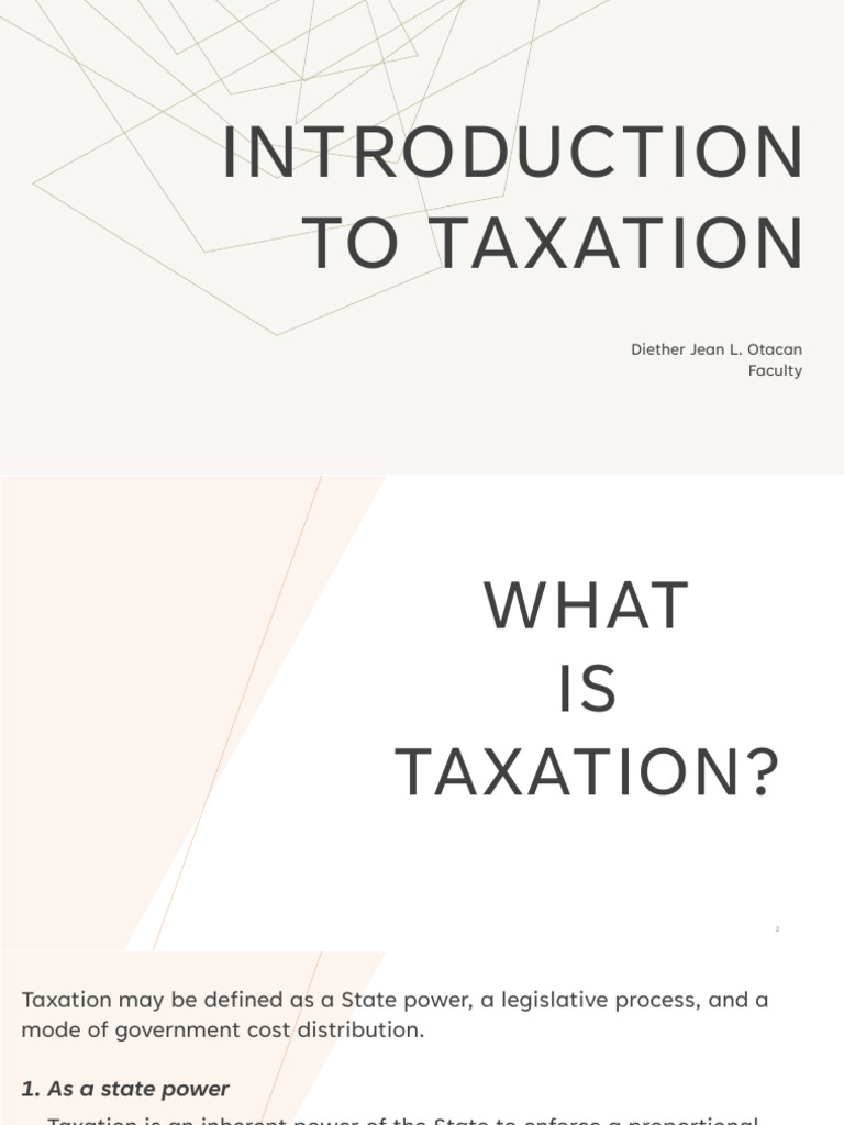 Introduction To Taxation | PDF | Taxes | Double Taxation