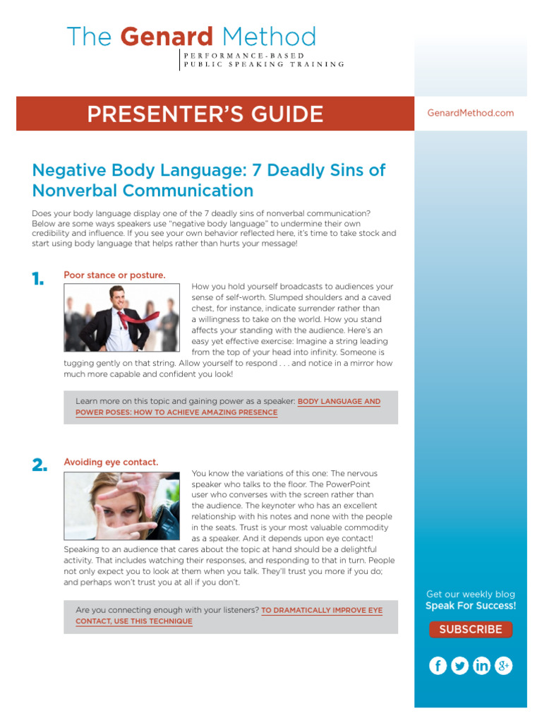 Guide Negative Body Language | PDF | Body Language | Nonverbal ...